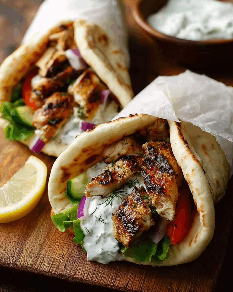 Greek Chicken Gyros with Tzatziki