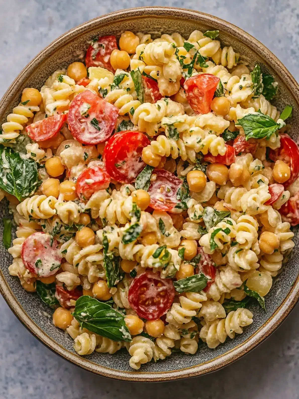Delicious Chickpea Pasta Salad with Creamy Tahini Dressing