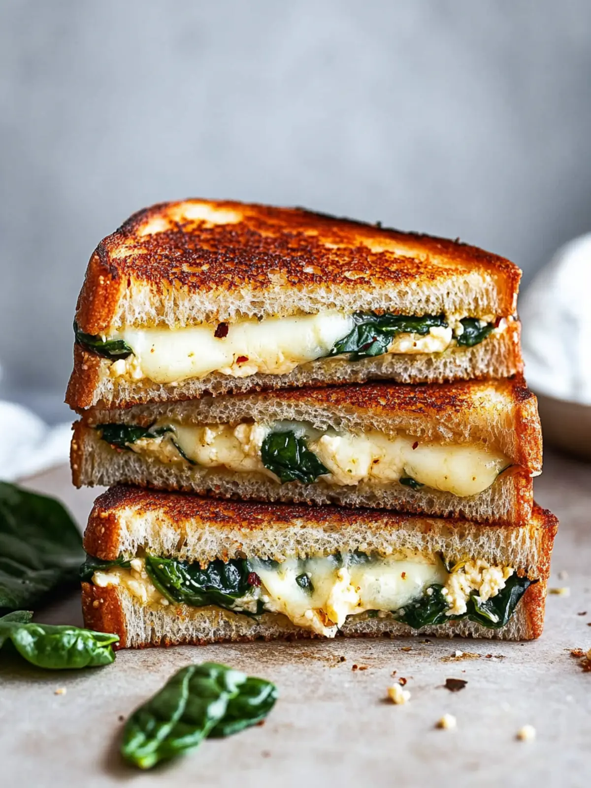 Ultimate Feta Grilled Cheese Sandwich with Spinach - Deliciously Crispy